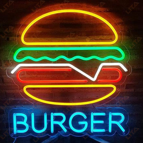 Burger Neon Sign Is Funky In Style And Affordable - LITA SIGN