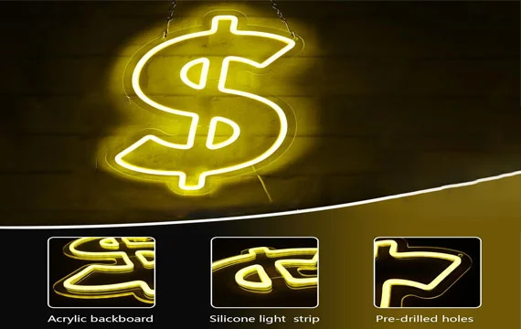 Neon Yellow Money Sign - LITA SIGN