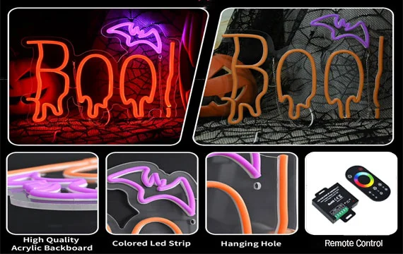 Halloween Neon Boo Sign - LITA SIGN