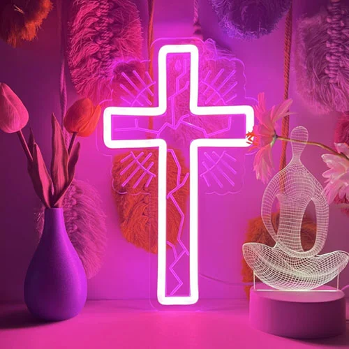 Pink Neon Cross - LITA SIGN