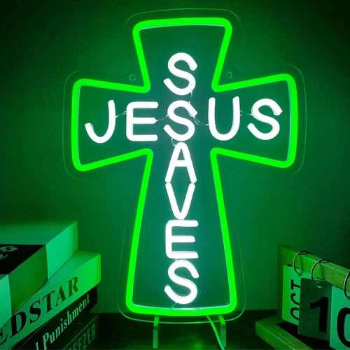 Jesus Saves Neon Cross - LITA SIGN