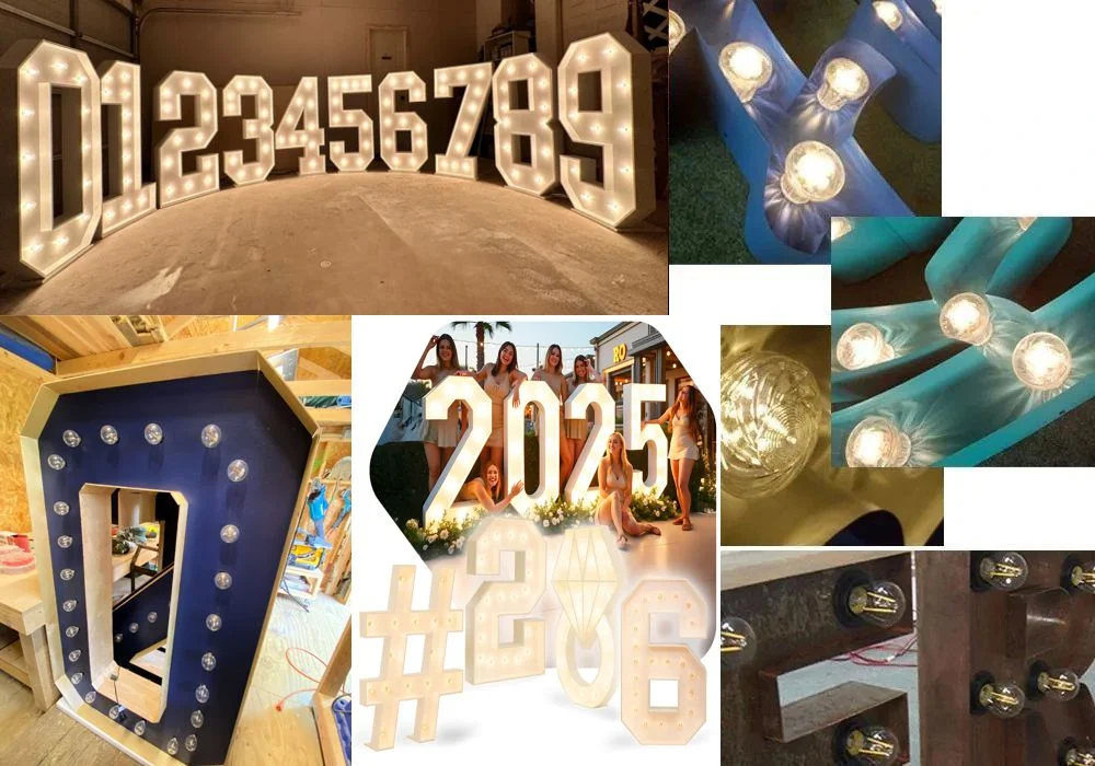 Wood Marquee Numbers - LITASIGN